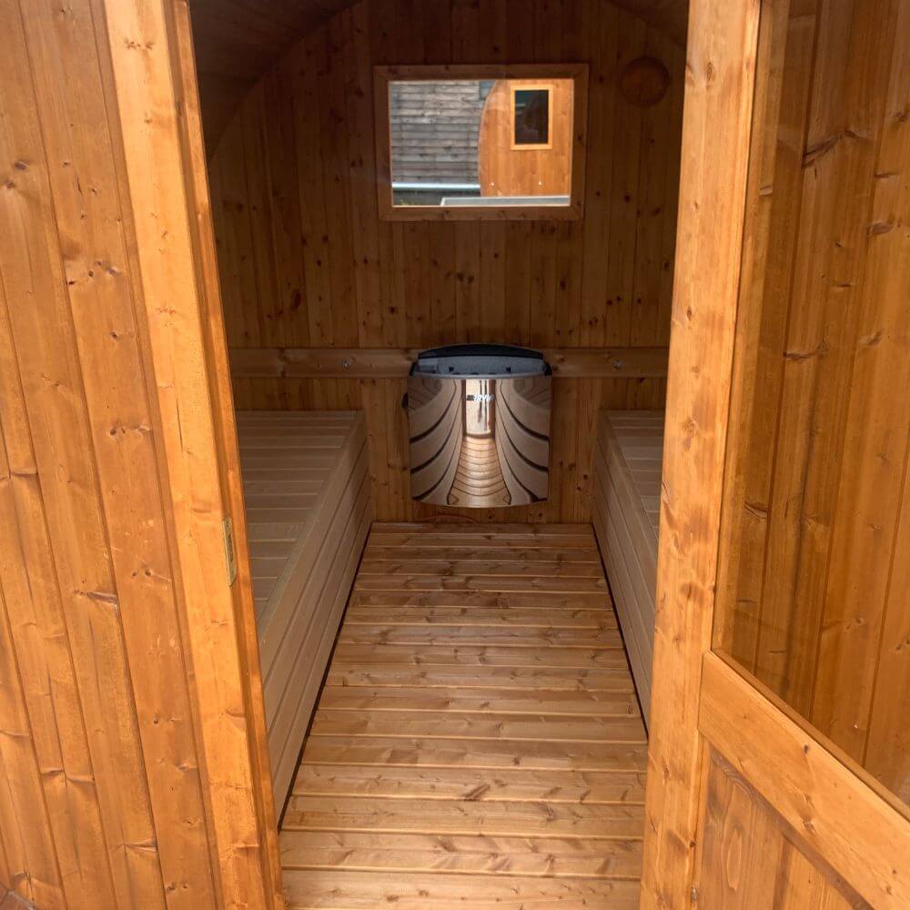 Tube Two — Modern 4-Person Outdoor Sauna With Terrace - Saunest